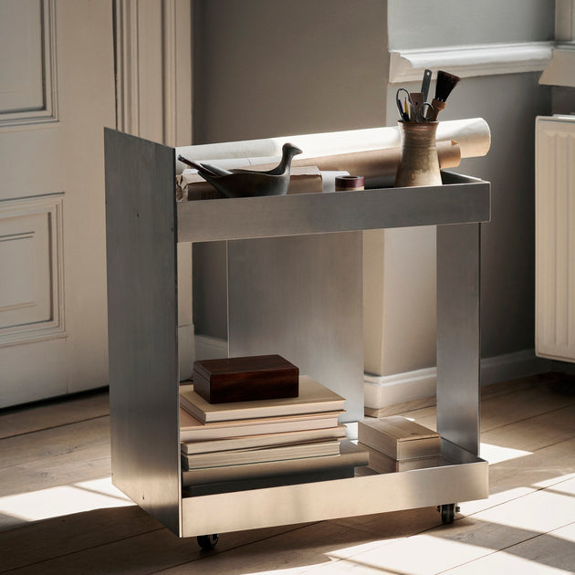 ferm LIVING Vozík Lager Trolley, Aluminium | DESIGNSPOT